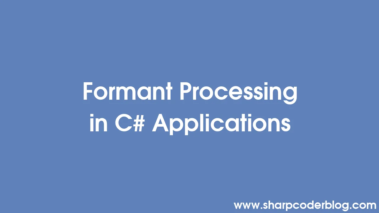 Formant Processing In C Applications Sharp Coder Blog