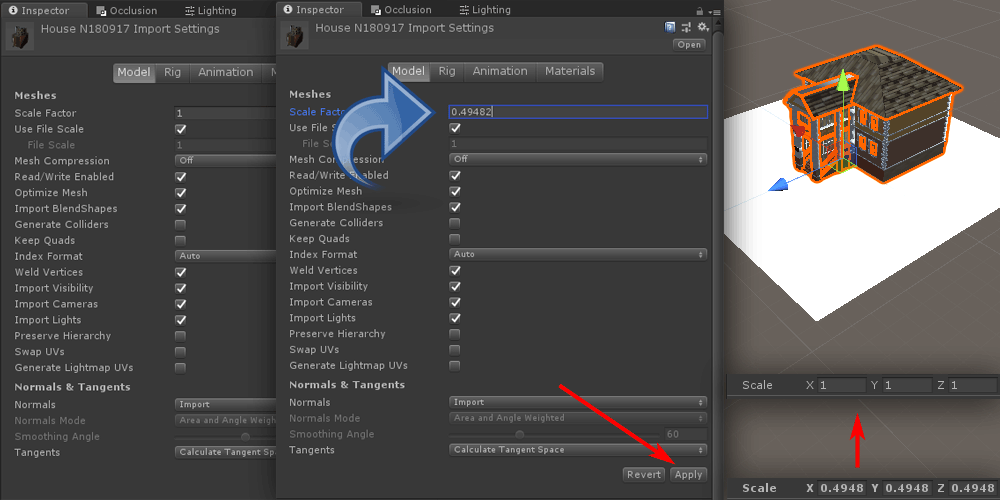 Unity 3D Scale factor settings